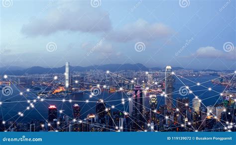 Smart City And Internet Of Things Wireless Communication Network Stock