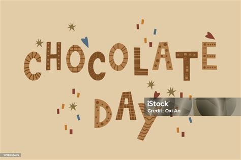 세계 초콜릿의 날 현대 서예를 위한 해피 초콜릿 데이 벡터 필기 텍스트 그림 포스터 엽서 라벨 스티커 로고 카드 템플릿에 대한 손 글자 7월에 대한 스톡 벡터 아트 및 기타