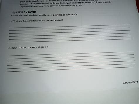 Purpose In Speech Connected Discourse Retlects The Natural Pronounced D