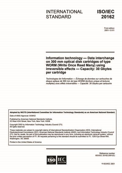 INCITS ISO IEC Information Technology Data Interchange On Mm Optical Disk