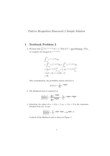 Pattern Recognition Homework 2 Sample Solution 1 Textbook
