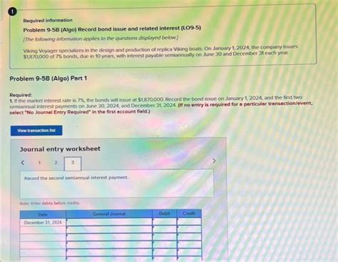 Solved Required Information Problem 9 5b Algo Record Bond