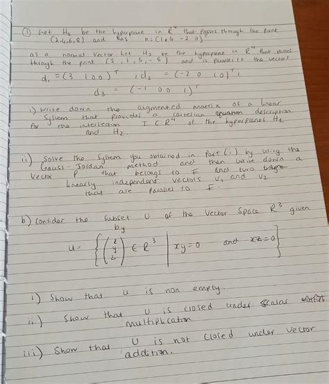 1 het h2 be the hyperplane in r4 that passes