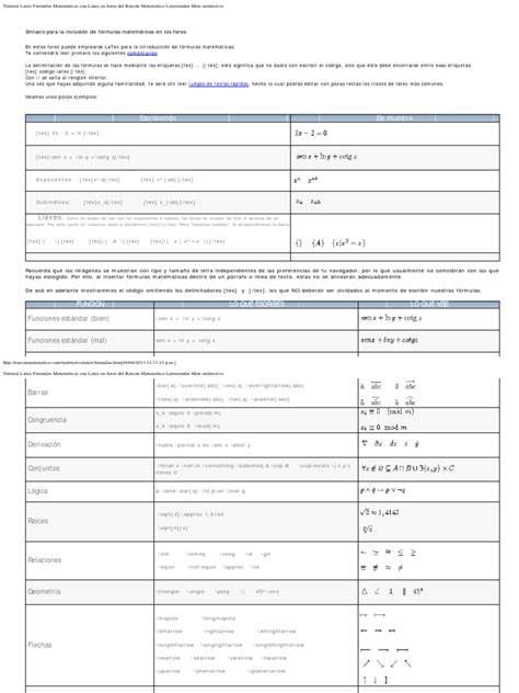tutorial latex fórmulas matemáticas con latex en foros del rincón