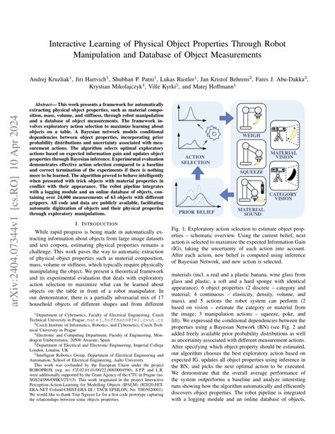 Pdf Interactive Learning Of Physical Object Properties Through Robot Manipulation And Database