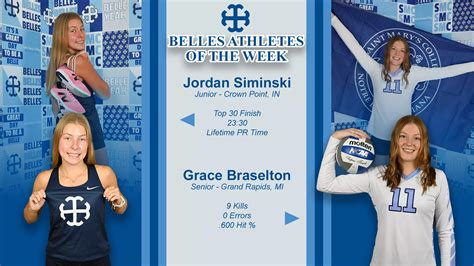 Siminski And Braselton Earn Belles Weekly Honor Saint Marys College