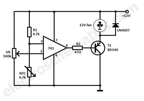 Temperature Controlled DC Fan Electronic Circuit Projects Electronic Schematics Cool Electronics