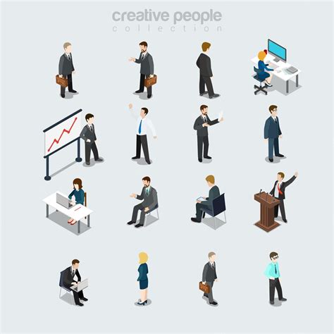 Free Vector Isometric Flat Businesspeople Diverse By Job Sex Post