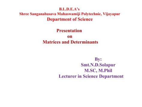 Matrices And Its Type Pptx