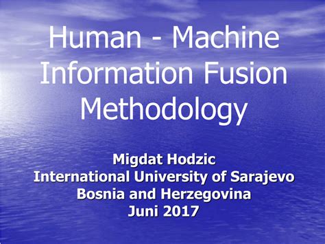 Pdf Human Machine Data Fusion Methodology