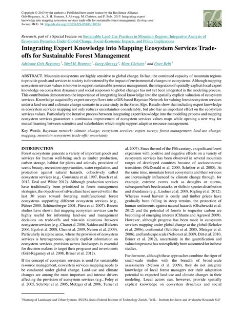 Pdf Integrating Expert Knowledge Into Mapping Ecosystem Services Trade Offs For Sustainable