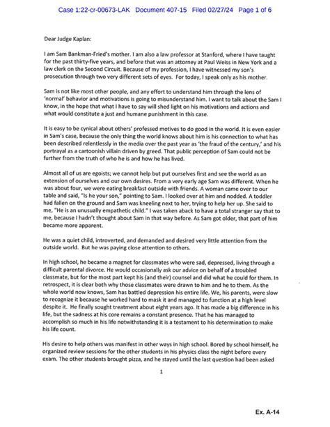 Barbara Fried Sbf Sentencing Submission Documentcloud