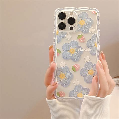 ️러블리 플라워 꽃 웨이브 물결 투명 케이스 아이폰 15 프로 맥스 14 13 12 11 Xr Xs X Se2 Se3 7 8 에이블리