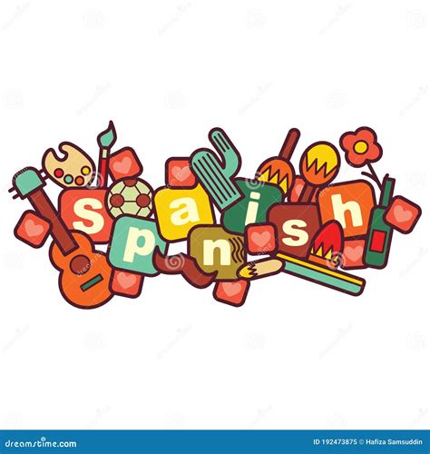Spanish Language Class Concept Vector Illustration Decorative Design