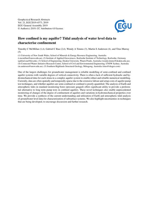 Pdf How Confined Is My Aquifer Tidal Analysis Of Water Level Data To
