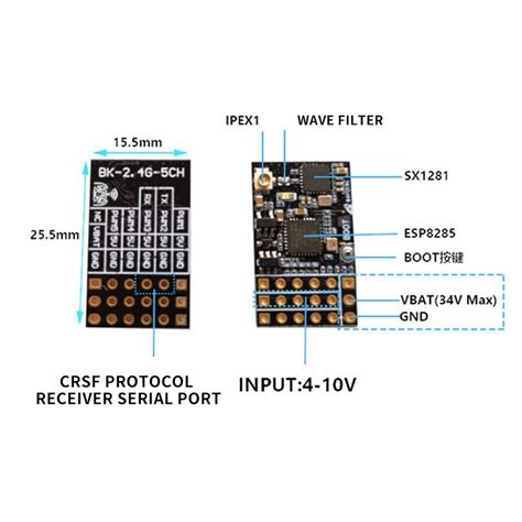 bayck elrs 2 4g 5ch pwm expresslrs receiver with 2 0dbi 2 4g copper