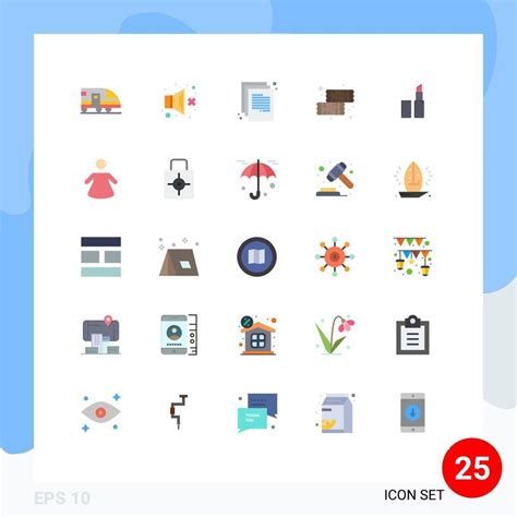 Group Of 25 Modern Flat Colors Set For Makeup Sweets Back To School