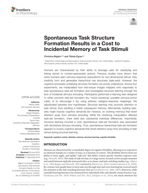 pdf spontaneous task structure formation results in a cost to