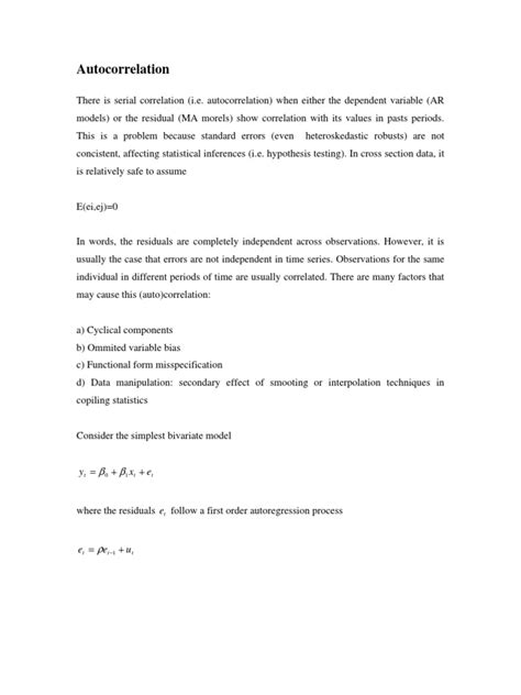 Autocorrelation Computer Lab Pdf Autocorrelation Errors And Residuals