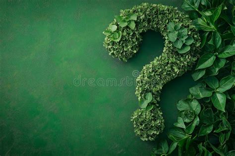 Green Question Mark Made From Leaves Symbolizing Eco Friendly Decisions And Growth Stock