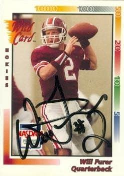 Will Furrer Autographed Football Card Virginia Tech 1992 Wild Card 5 Rookie At Amazons