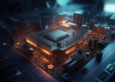 Digital Processor Technology Circuit Board Neon Color Ai Background
