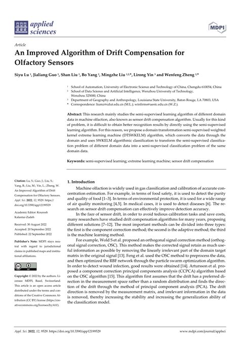 Pdf An Improved Algorithm Of Drift Compensation For Olfactory Sensors