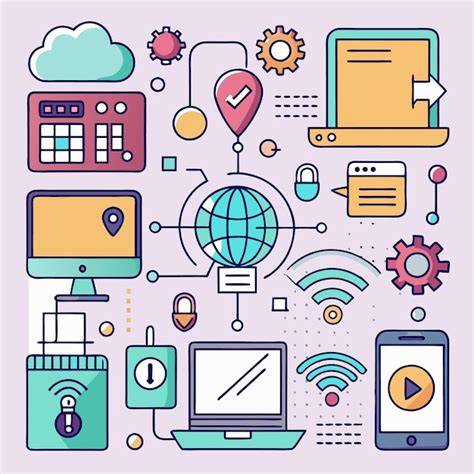Illustration Of Interconnected Devices Like Computers A Phone And A