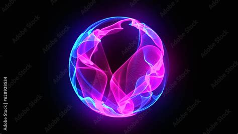 Glowing Rotating Particle Neon 3d Sphere In The Universe Virtual Assistant Animation Energy