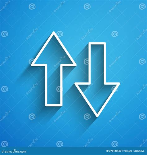 White Line Arrow Icon Isolated On Blue Background Direction Arrowhead
