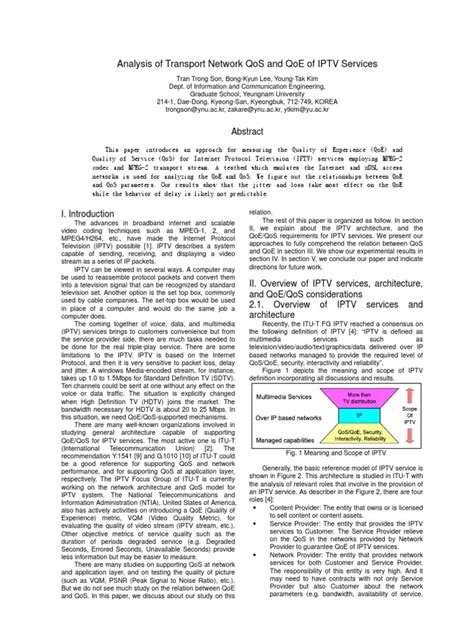 analysis of transport network qos and qoe of iptv services pdf pdf