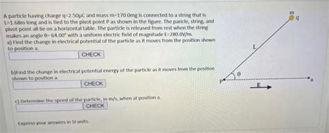 Solved A Particle Having Charge Q250μc And Mass M1700mg