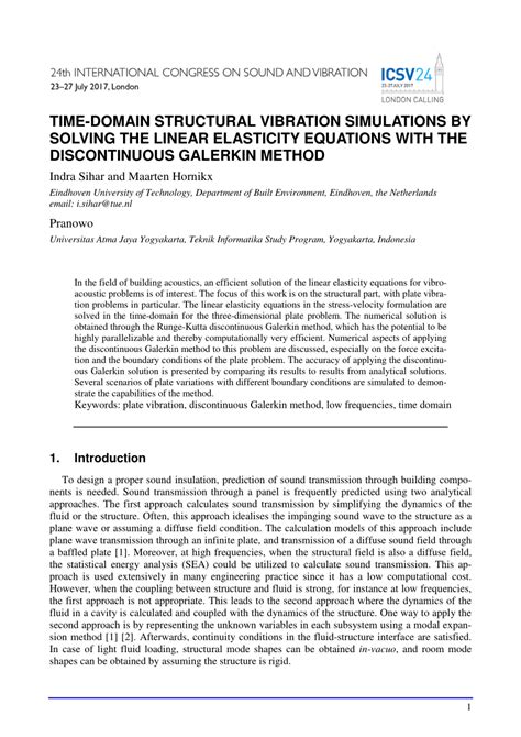 pdf time domain structural vibration simulations by solving the