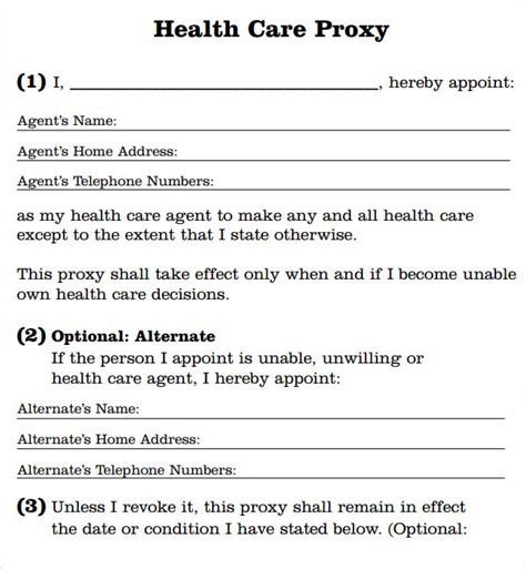 Free Printable Medical Proxy Form Printable Forms Free Online