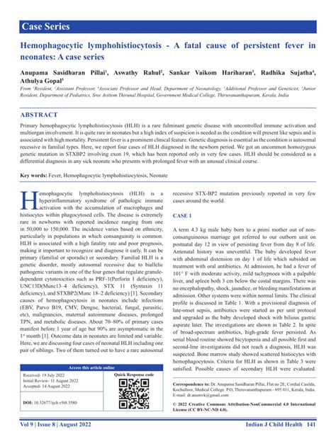 Pdf Hemophagocytic Lymphohistiocytosis A Fatal Cause Of Persistent