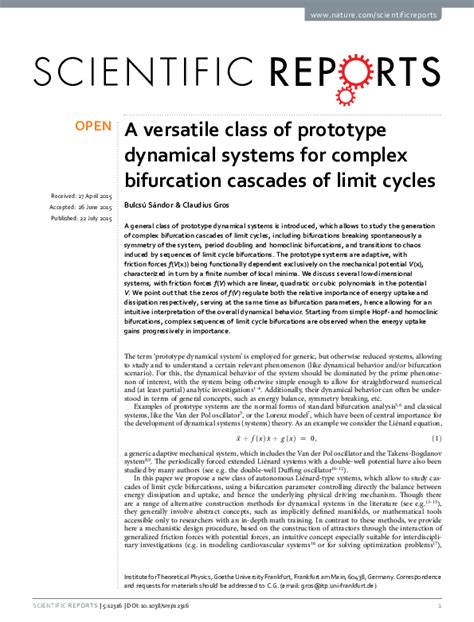 Pdf A Versatile Class Of Prototype Dynamical Systems For Complex Bifurcation Cascades Of Limit