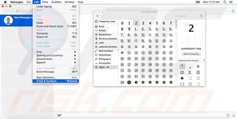 how to insert a squared symbol on mac