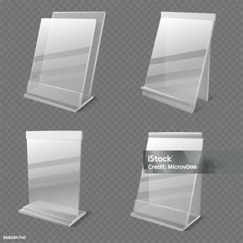 현실적인 비즈니스 정보 투명 플 렉 시 유리 빈 홀더 고립 된 벡터 플라스틱에 대한 스톡 벡터 아트 및 기타 이미지 플라스틱 유리 재료 카드 여가활동 게임 Istock