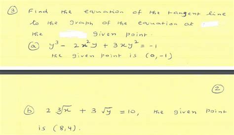 Solved 3 Find The Equation Of The Tangent Line To The