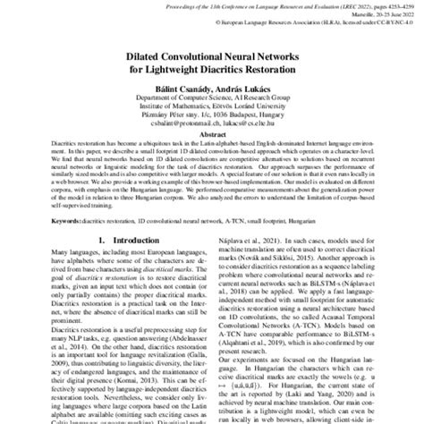 Dilated Convolutional Neural Networks For Lightweight Diacritics Restoration Acl Anthology