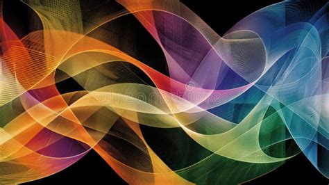 abstract colorful waves creating a dynamic visual flow on a dark