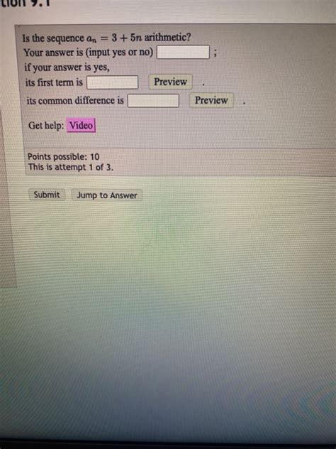 solved is the sequence an 3 5n arithmetic your answer