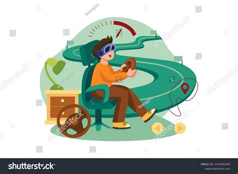 Babe Playing Racing Game Using Vr Stock Vector Royalty Free 2130783260 Shutterstock