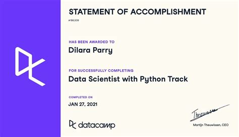 Yildiz Dilara Parry On Linkedin Datacamp Datascience Certificate