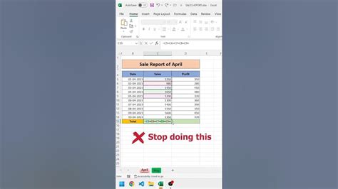 Excel Sum Formula Excel Exceltips Excelbeginners Excelbasics Youtube