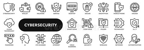 Cybersecurity Vector Line Icons Stock Illustrations 3363 Cybersecurity Vector Line Icons