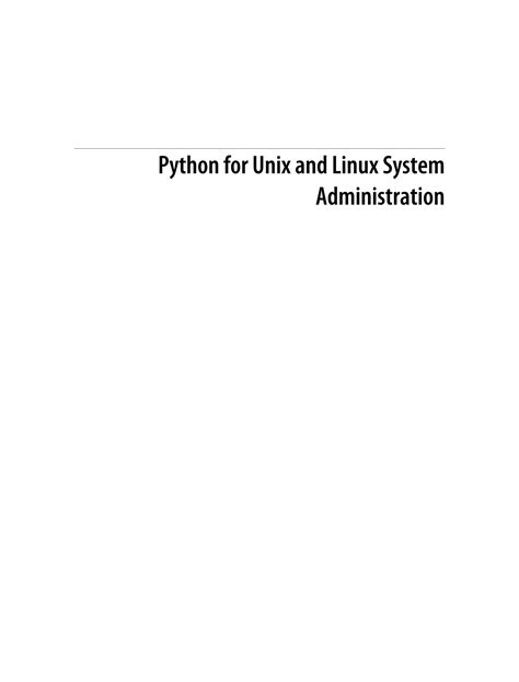 Python For Unix And Linux System Administration Pdf