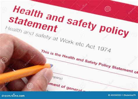 Health And Safety Policy Statement Stock Image Image Of Paper Business 45334555
