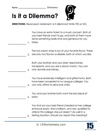 Dilemma Worksheets Worksheets Worksheet Hero