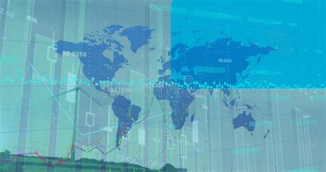 Animation Of Financial Data Processing And World Map Over Wind Turbine Stock Footage Video Of